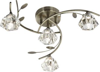 Searchlight Searchlight - Plafonnier sierra - 4L faible hauteur, laiton antique, verre transparent GU10 4x33W maxi