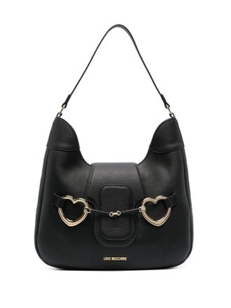 Love Moschino sac port&eacute; &eacute;paule &agrave; anneaux coeur - Noir