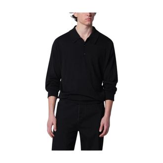 John Smedley Finchley Langarm-Polo - - Knitwear - Herren - Schwarzk - XL