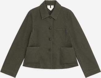 Arket Ausgestellte Jacke Aus Baumwoll-Canvas -Gr&uuml;n