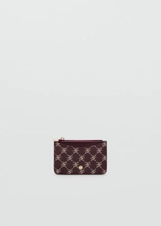 Mango Porte-cartes logo zip bordeaux - Femme - Taille unique - MANGO