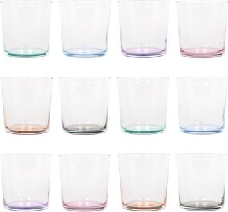 LAV 12x Farbige Basis 345ml Bodega Glasbecher - Spülmaschinenfest Küche Wasser Cocktail Saft Gin Wein Whisky Trinken Glaswaren Trinkgläser-Set