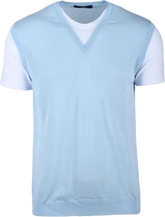 Daniele Fiesoli Homme, Pulls, Bleu, Taille: XL Gilet T-shirt sovrapposti