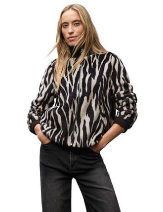 Street One 2116829 Blouson en Fausse Fourrure de z&egrave;bre, Marron fonc&eacute;, 40 Femmes