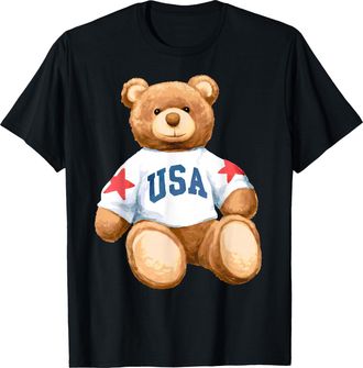 Trendy Apparel Teddy Bear with USA and Stars Sweatshirt T-Shirt