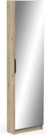 Demeyere Meuble DEntrée avec Miroir & Rangement pour Chaussures 12 Paires en Bois Moderne - Idéal pour Les Petits Espaces - Coloris Chêne Royal - 50 x 180 x 21