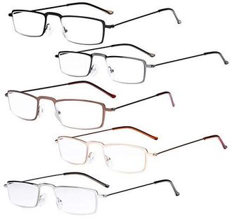 Eyekepper Lot de 5 lunettes de lecture en acier inoxydable verre arylique Homme Femme