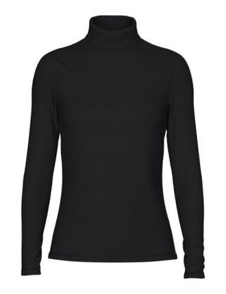 Pieces Femme Pcsirene Rollneck Top Noos T-Shirt Manches Longues, Noir, XL EU