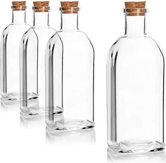 Com-Four 4x bouteille en verre 500 ml avec bouchon en liège - bouteille vide avec bouchon en liège - récipient en verre pour le remplissage de liquides tels qu