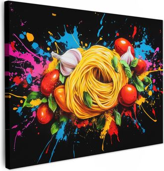 MuchoWow &copy; Wandbilder 70x50 cm Schlafzimmer Home Deko Wohnung Bild Wohnzimmer Fotoleinwand Wand Bilder Leinwand Wall Decor Spaghetti - Graffiti - Farbe - Bunt 