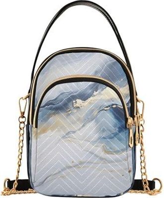 Mnsruu Sac à bandoulière pour femme - Marbre bleu et blanc - Sac à dos à bandoulière avec sangle réglable
