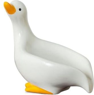Generic Joli porte-savon en forme de canard, bo&icirc;te &agrave; savon en c&eacute;ramique, porte-savon auto-drainant, plateau antid&eacute;rapant pour savon, blanc