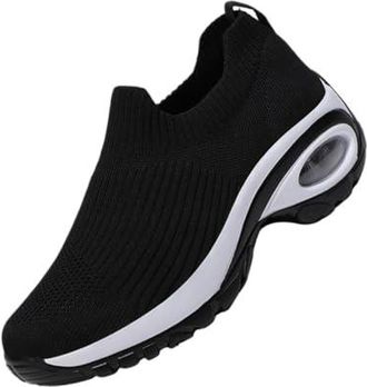 BESPORTBLE Chaussures de Sport Femme L&eacute;g&egrave;res et Respirantes Baskets Casual Confortables sans Lacets pour Marche Fitness et Entra&icirc;nement Noir