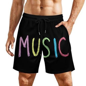 Generic Doublure en Maille Maillot De Bain Parole Musique Imprimer Swim Shorts Homme Confortable Pants Court De Sport pour Loisir Piscine Natation XXL