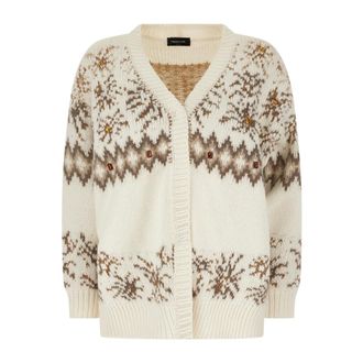 Fabiana Filippi Cardigan Jacquard avec motif flocon de neige et d&eacute;tails scintillants - Femme - Pulls - Multicolore - Taille: 36 FR