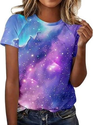 Generic Tee Shirt Femme Coton D&eacute;t&eacute; Manche Courtes Basiques Haut T-Shirts D&eacute;t&eacute; Occasionnelles Loose Top Chic Manches Courte Chemisiers L&acirc;che Et Respirant Grand