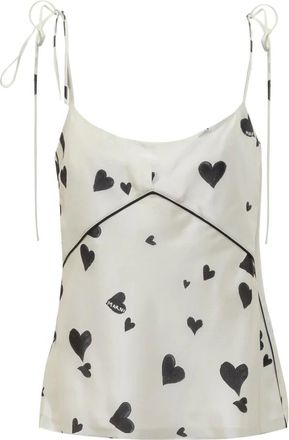 Marni Femme, Tops, Blanc, Taille: 34 FR Bunch of Hearts Silk Camisole