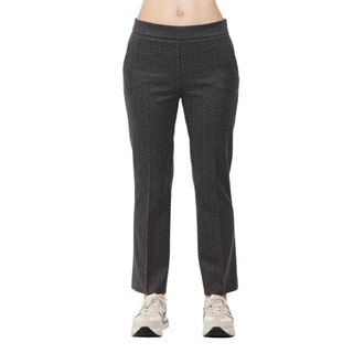 Via Masini 80 Pantalon en jersey jacquard &agrave; jambe &eacute;vas&eacute;e et zip lat&eacute;ral - Femme - Pantalons - Multicolore - Taille: 48 FR