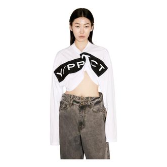 Y / Project Scrunched Logo Print T-Shirt - - Tops - Damen - Wei&szlig; - XS