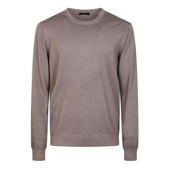 Fay Wollpullover mit gesticktem Logo - - Knitwear - Herren - Braun - XL