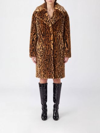 Stand Studio Manteau droit longueur genou en fausse fourrure &agrave; imprim&eacute; animalier