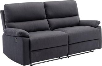 Vente-Unique Canap&eacute; 3 Places Relax &eacute;lectrique en Tissu Gris Anthracite LUNANO