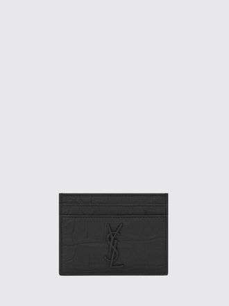 Saint Laurent Porte-cartes Cassandre en cuir emboss&eacute; crocodile