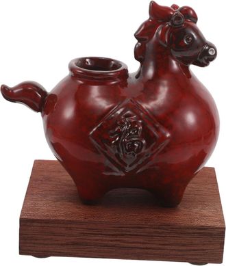 Valiclud Keramikvase mit Pferdemotiv Kleiner Feng Shui Vase mit Fu Symbol Vintage Porzellan Knospenvase f&uuml;r Wohnzimmer Esstisch und B&uuml;roregal Chinesisches Neuj