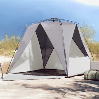 vidaXL vidaXL Strandzelt 4 Personen Grau Quick Release Wasserdicht
