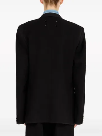 Maison Margiela Wool with 4-Needle Satin Trim Blazer - Black
