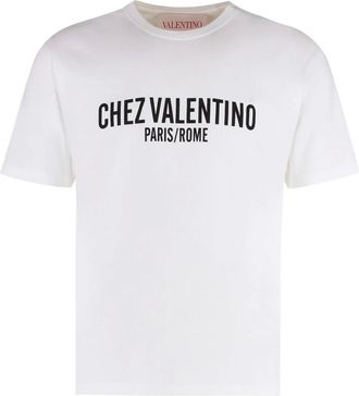 Valentino Garavani Homme, Tops, Beige, Taille: M T-shirt en coton &agrave; col rond