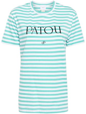 Patou t-shirt rayé à logo imprimé - Bleu