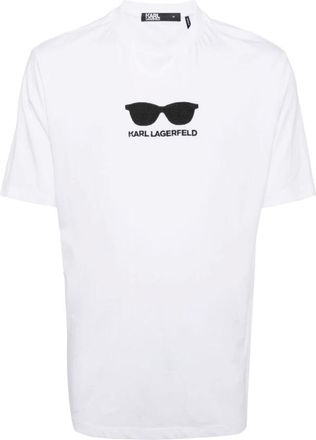 Karl Lagerfeld Homme, Tops, Blanc, Taille: S lunettes de soleil-T-shirt brod&eacute;