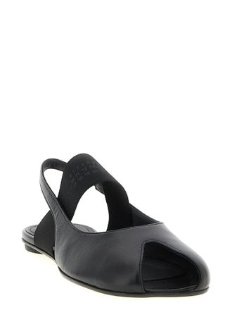 Maison Margiela Womens Black Lamb Leather Flat Sandals
