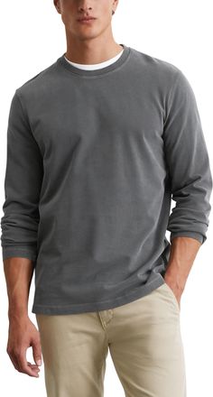 Marc O'Polo Herren Langarmshirt aus Bio-Baumwolle mit Rundhalsausschnitt, Grau (Grau), XXL