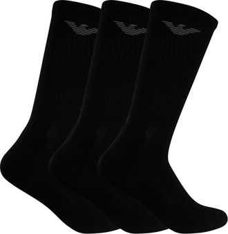 Emporio Armani Herren Casual Cotton 3-Pack Short 3er-Pack Kurze Socken, Schwarz/Schwarz/Schwarz, Einheitsgr&ouml;&szlig;e