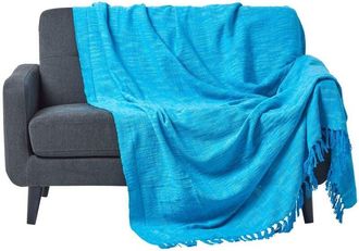 Homescapes Homescapes - berwurf Nirvana, 100% Baumwolle, hellblau, 225 x 255 cm