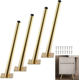 Generic Mid Century Ersatzf&uuml;&szlig;e mit Schrauben f&uuml;r Schrank, Tisch, Nachttisch, 4 St&uuml;ck schr&auml;ge M&ouml;belbeine, robuste Couchtischf&uuml;&szlig;e, goldene Metall-Sofa-Beine