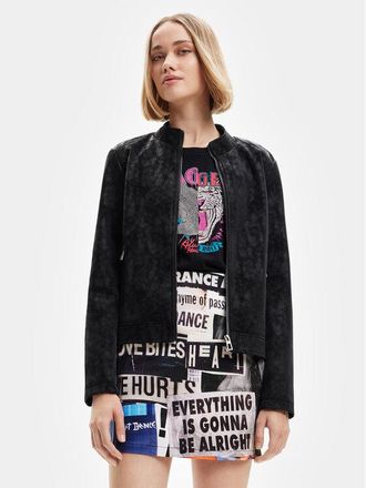 Desigual Jacke aus Kunstleder Detroit 23SWEW02 Schwarz Regular Fit