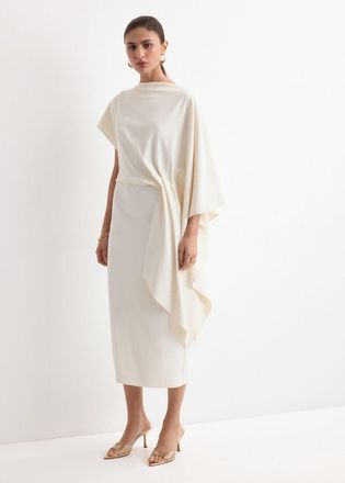Mango Robe &eacute;vas&eacute; col asym&eacute;trique &eacute;cru - Femme - XS - MANGO