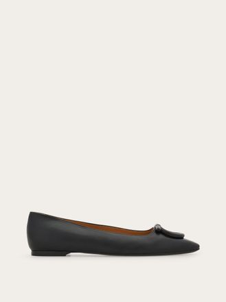 Ferragamo Damen Ballerina mit Maxi Gancini Schwarz Gr&ouml;&szlig;e 35.5