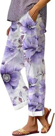 Generic Pantalon Femme Large Fluide Ample Lin &Eacute;t&eacute; Pantalon D&eacute;contract&eacute; en Coton et Lin avec Poche sans Cordon De Serrage pour Femme D&Eacute;t&eacute; Leger (Blue XXL)