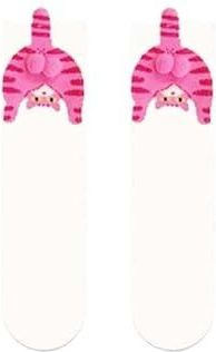 Generico Chaussettes mi-mollet avec impression de chats de dessins anim&eacute;s, chaussettes de printemps l&eacute;g&egrave;res pour les amateurs de chats, Style C-5pcs, Taille Un