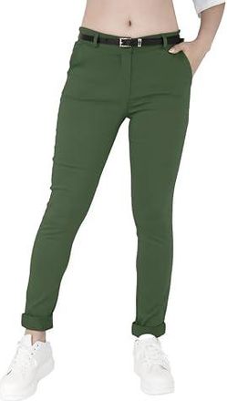 JOPHY & CO. JOPHY & CO 3008 Pantalon chino pour femme avec ceinture, vert militaire, XXL