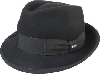 LIPODO Classic Wool Trilby Filzhut Damen Herren Wollhut Made in Italy Hut aus Wollfilz Trilbyhut Fedora Sommer Winter schwarz XL (60-61 cm)