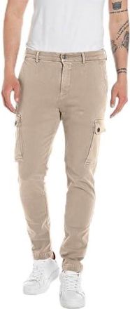 Replay Herren Cargo-Hose Jaan Slim-Fit Hyperflex mit Stretch, Coffee Cream 225 (Grau), 33W / 32L
