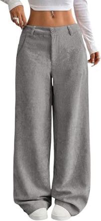 Generic Pantalon en velours c&ocirc;tel&eacute; pour femme - Taille &eacute;lastique - Jambes larges - Pantalon de loisirs &eacute;lastique - Pantalon haut confortable - Pantalon palazz