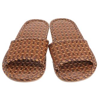 BESPORTBLE ifundom Sandales d&Eacute;t&eacute; en Rotin Tiss&eacute; Noir Pantoufles L&eacute;g&egrave;res &agrave; Semelle Plate Maison Taille 37-38 Chaussures de Maison Respirantes et Confortables Pair