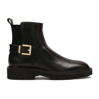 Kazar Klassische Lederstiefel mit flacher Sohle - - Shoes - Damen - Schwarzk - 35 EU