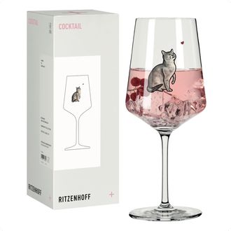 Ritzenhoff 8106008 Cocktail Glas 500 ml, Serie Petfluencer - mit charmanter Katzenillustration - Made in Germany